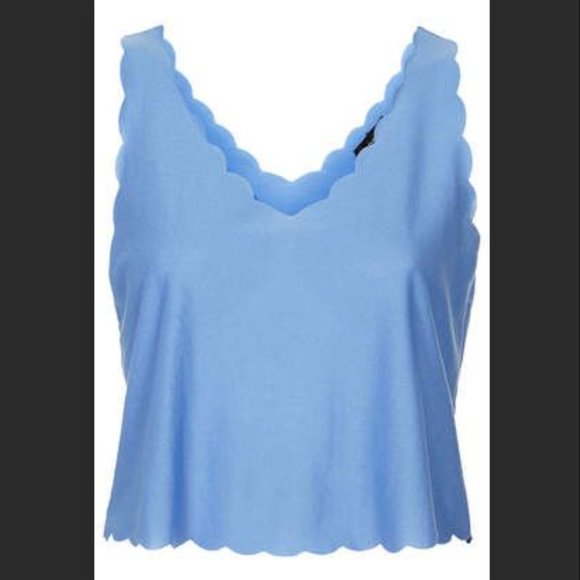 Topshop | Tops | Topshop Scalloped Hem Crop Tank Top Blue 6 | Poshmark